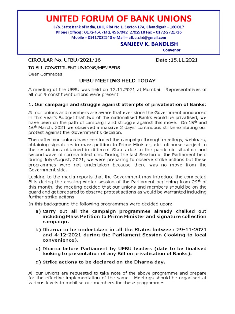 UFBU Meeting Outcomes and Action Plan | PDF