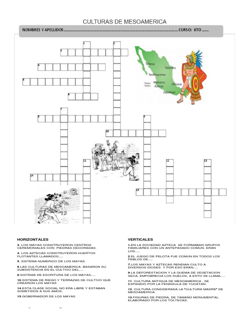6tos - Crucigrama Cultura Mesoamericana | PDF
