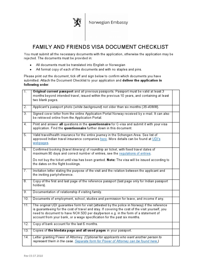 Family and Friends Visa Document Checklist | PDF | Travel Visa | Passport