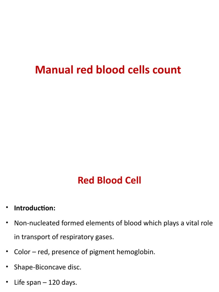 Manual Red Blood Count | PDF