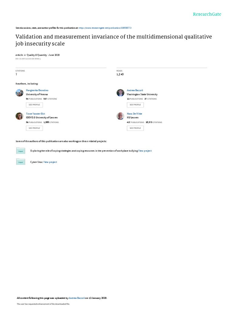 Jurnal - Job Insecurity - Brondino Et Al., 2000 | PDF | Psychology