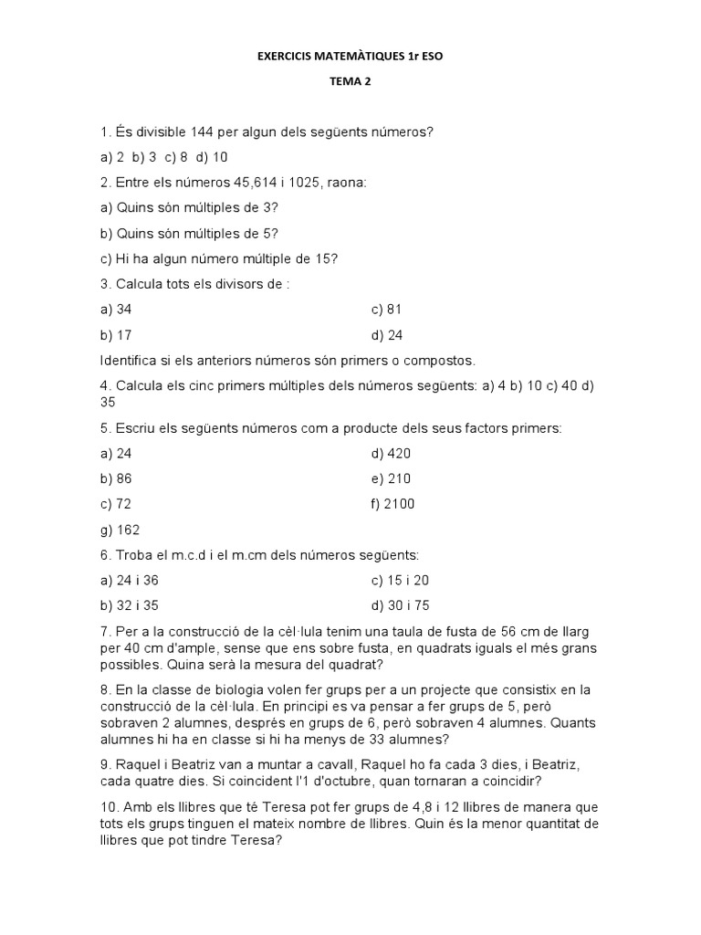 Tema 2 Exercicis de Repàs | PDF