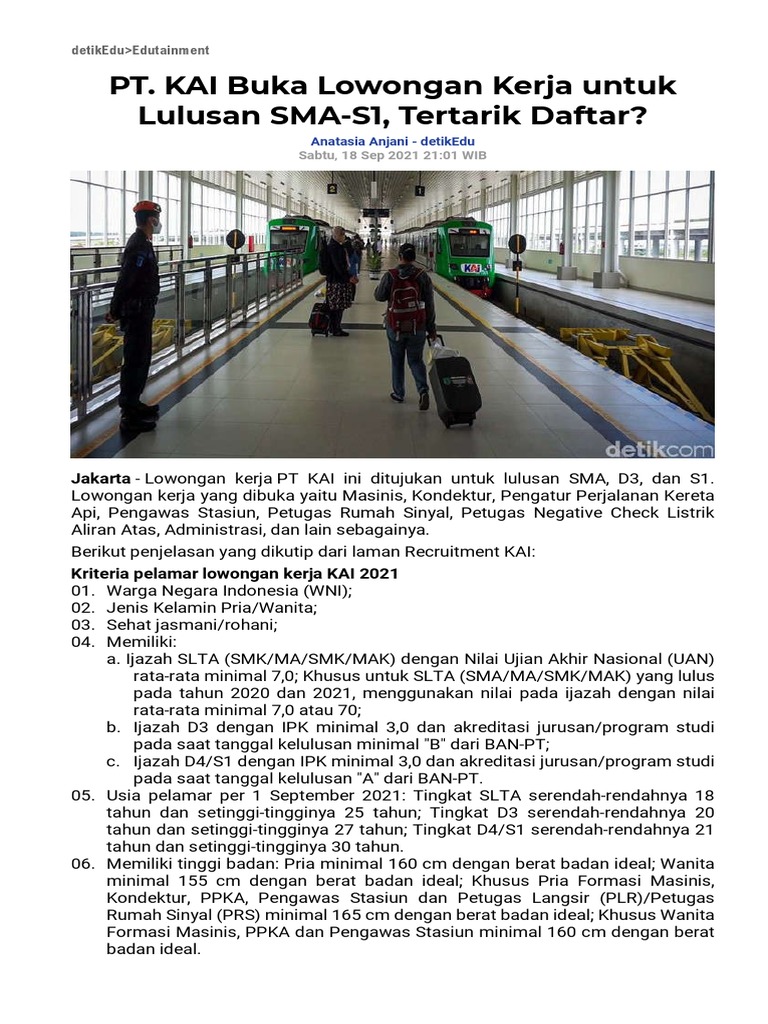 Lowongan PT KAI | PDF