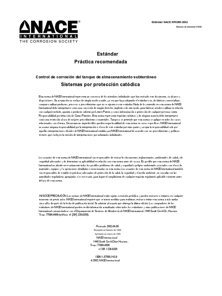 Nace RP 0285pdf - En.es | PDF | Electrodo | Corrosión