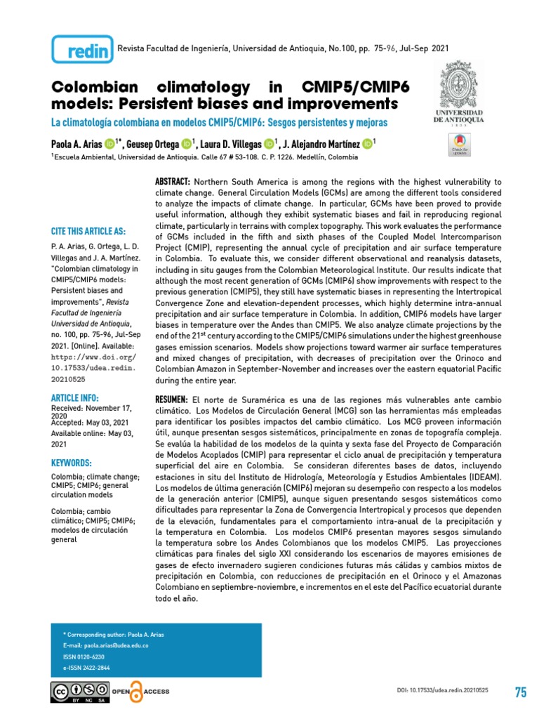 Colombian Climatology in Cmip5/Cmip6 Models: Persistent Biases and ...