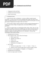 TP N°1 Traitement de Texte (MS WORD) | PDF | Microsoft Word | Informatique