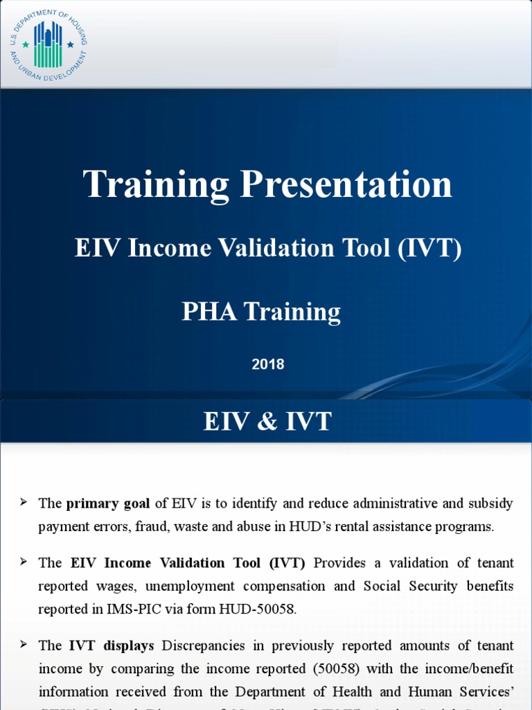 EIV Income Validation Tool Training Guide | PDF | Unemployment Benefits ...