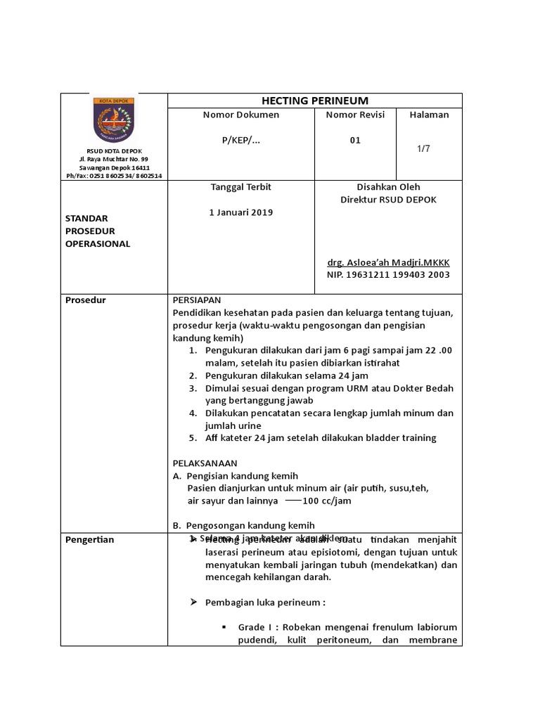 Sop Hecting Perineum | PDF