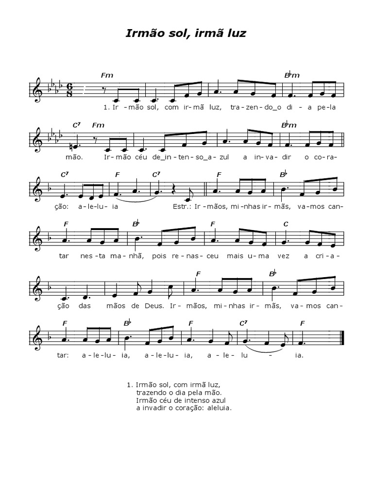 Irmu o Sol Irmu Luz Partitura | PDF
