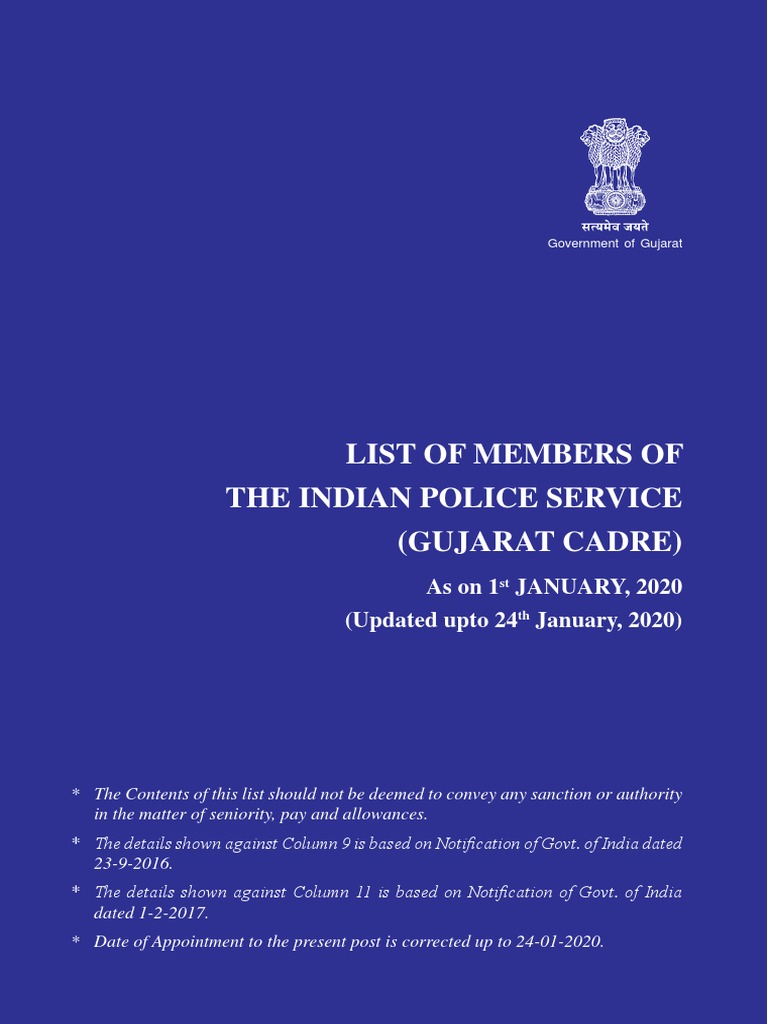 Gujarat IPS Officers List 2020 | PDF | Inspector | Ranks