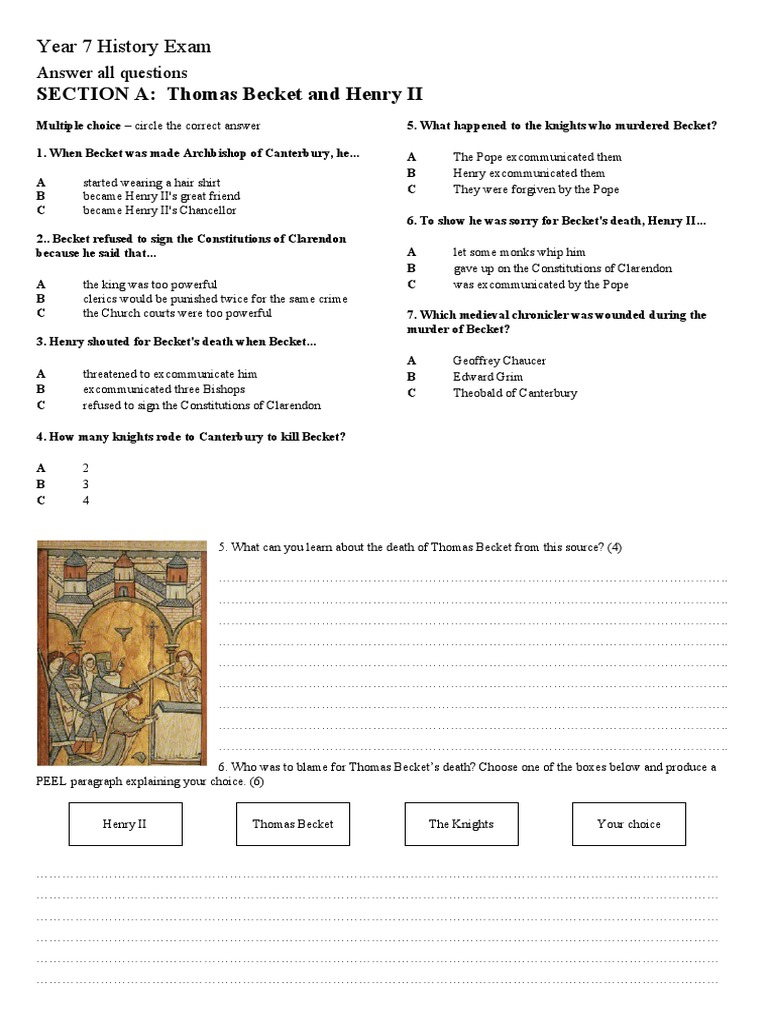 Year 7 History Exam Final | PDF | History