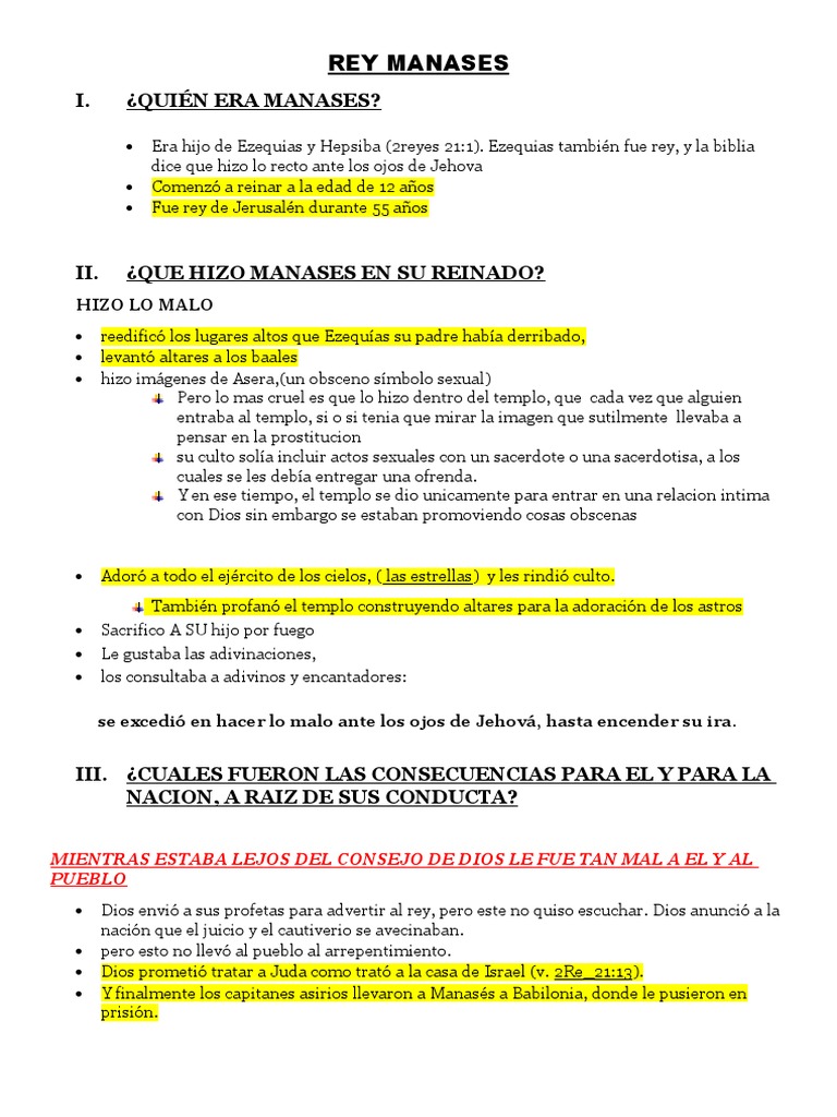 Rey Manases: I. ¿Quién Era Manases? | PDF | Templo en jerusalén ...