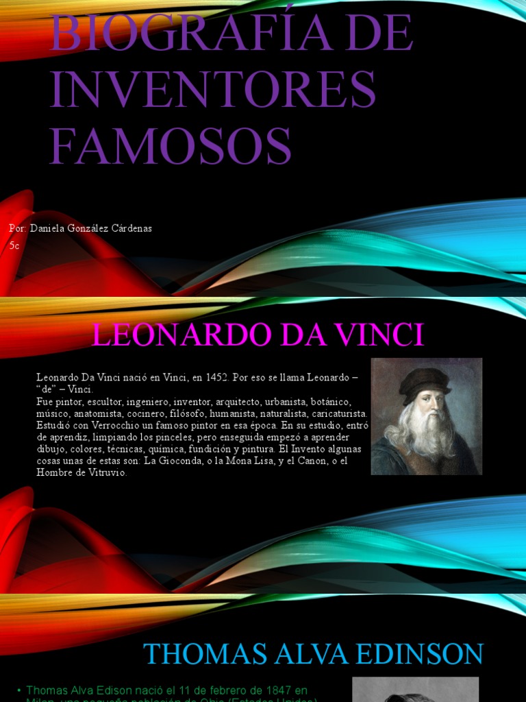 Biografía de Inventores Famosos | PDF | Leonardo Da Vinci | Thomas Edison