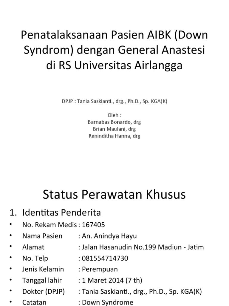 Penatalaksanaan Pasien Spesial Care (Down Syndrom) | PDF
