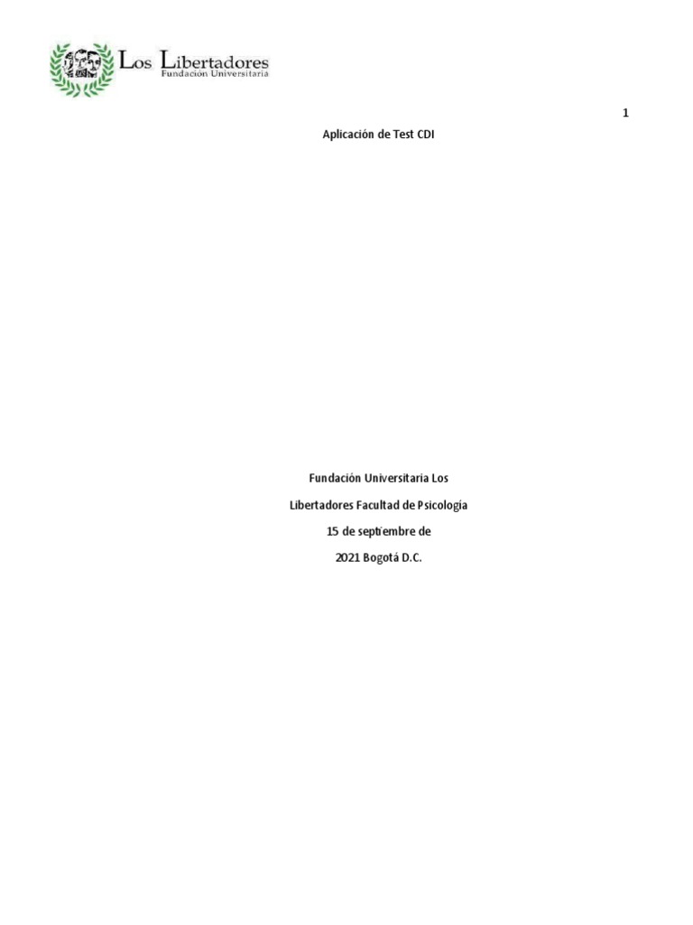 Test Cdi | PDF | Depresión (estado de ánimo) | Diagnostico medico