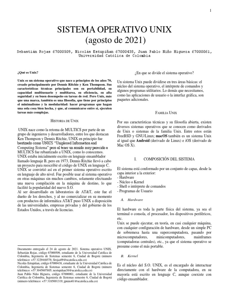 Sistemas Operativo Unix Normas Ieee | PDF | Archivo de computadora | Unix