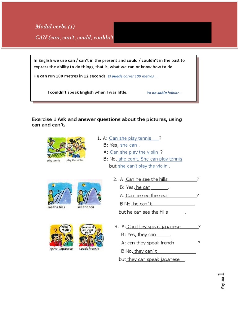 Using Can and Could in English Exercises | PDF | Linguistic Morphology ...
