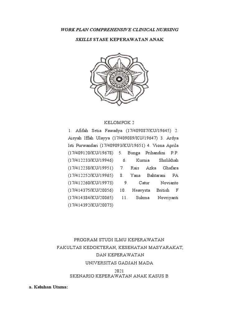 Revisi Workplan Keperawatan Anak Kelompok 2 - 2021 | PDF | Kesehatan ...
