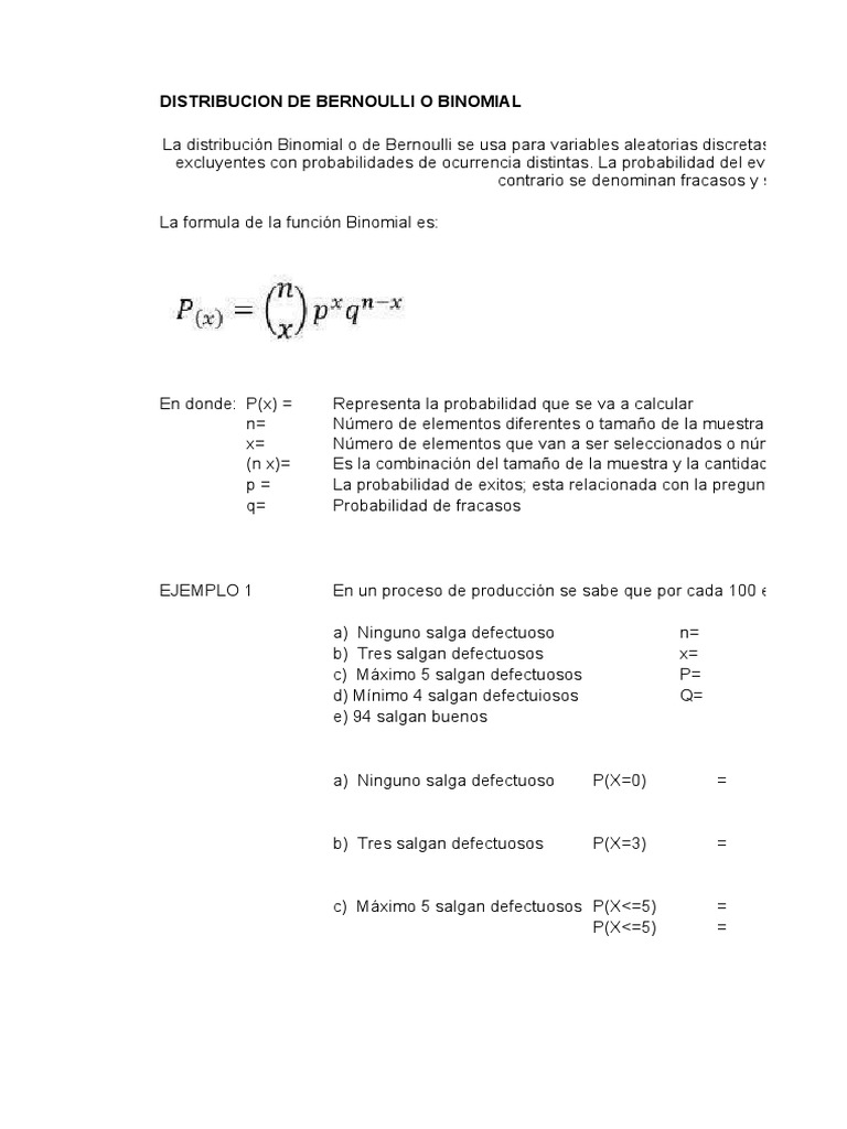 Clase 22 Distribucion de Bernoulli | PDF | Distribución de probabilidad ...