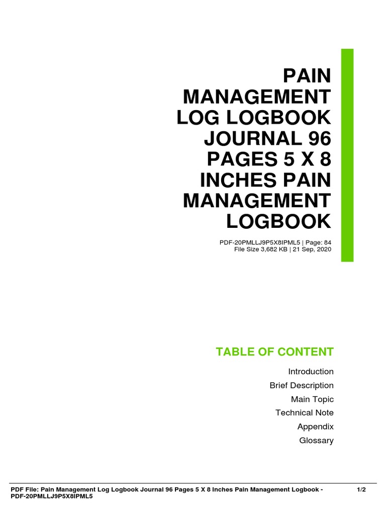 Pain Management Log Logbook Journal 96 Pages 5 X 8 Inches Pain ...