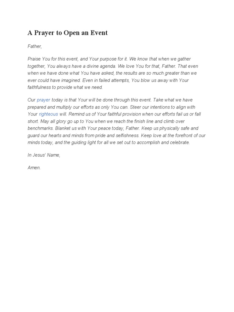 A Prayer To Open An Event | PDF