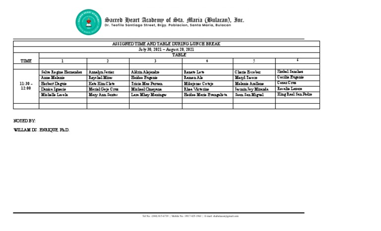 Assigned Table | PDF