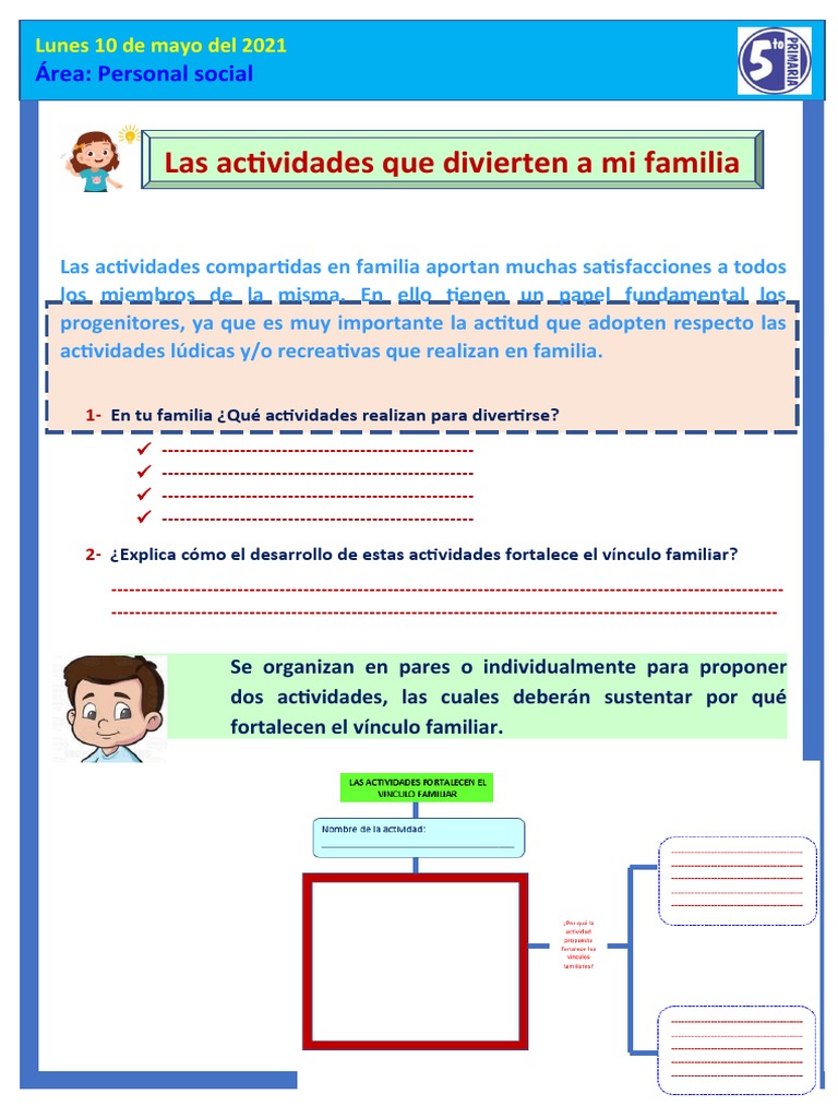 Actividades Que Divierten A Mi Familia | PDF | Conceptos psicologicos ...