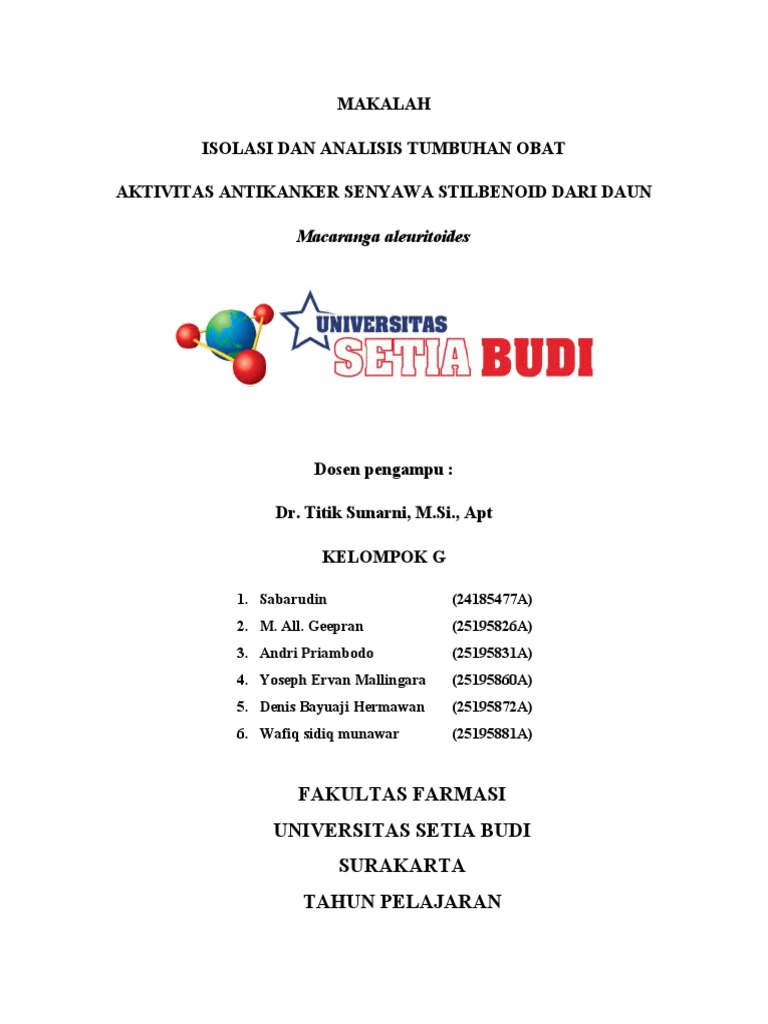 Makalah Isolasi Dan Analisis Tumbuhan Obat | PDF Makalah Isolasi Dan Analisis Tumbuhan Obat | PDF