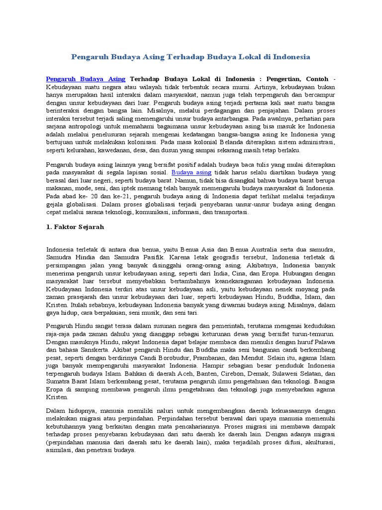 Pengaruh Budaya Asing Terhadap Kearifan Budaya Lokal | PDF