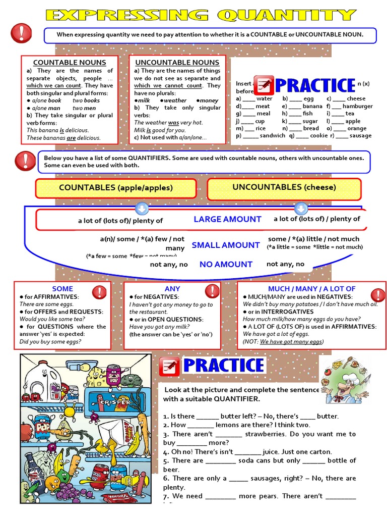 UNCOUNTABLES (Cheese) COUNTABLES (Apple/apples) : Large Amount | PDF ...