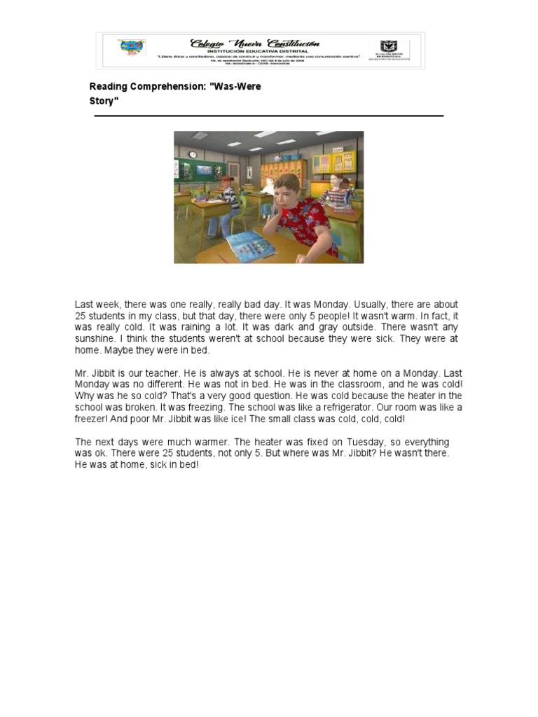 Reading Comprehension: Was-Were Story | PDF