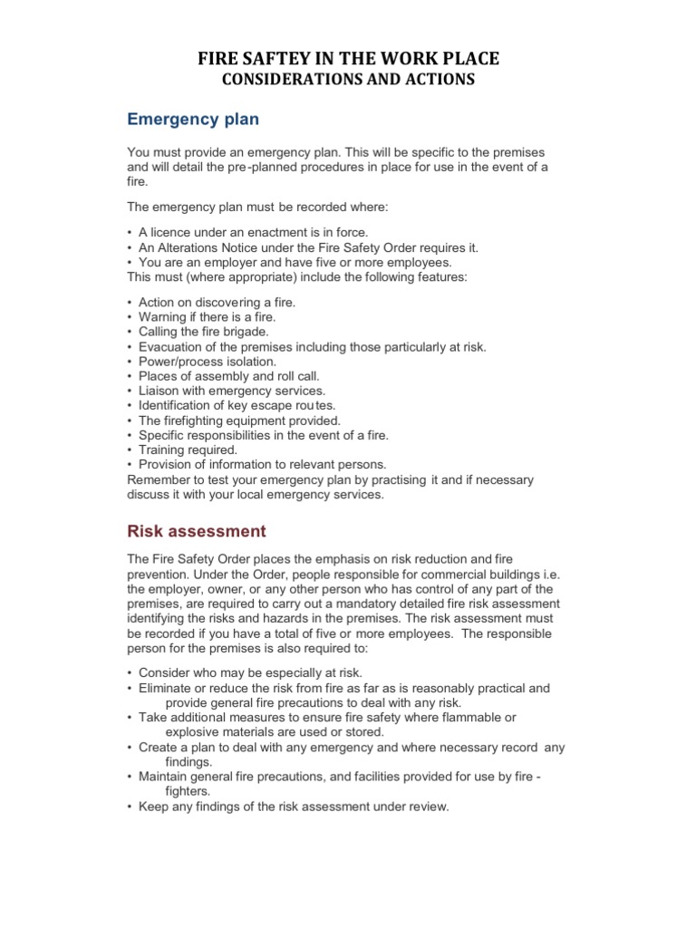 Fire Saftey in The Work Place | Download Free PDF | Fire Safety ...
