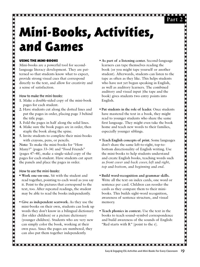 Engaging ESL Mini-Books & Activities | PDF | Reading (Process ...