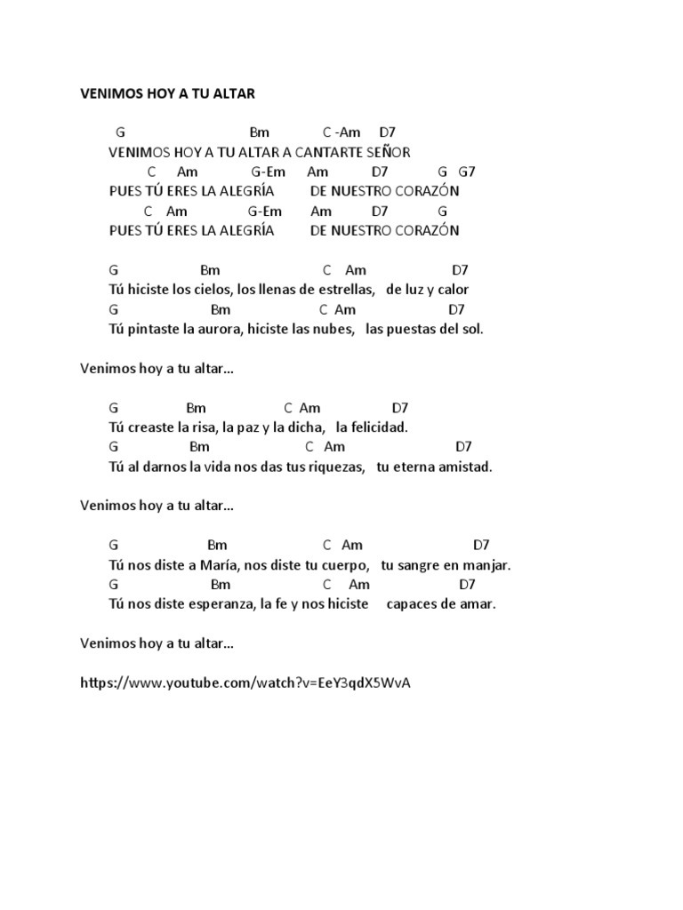 Venimos Hoy A Tu Altar | PDF