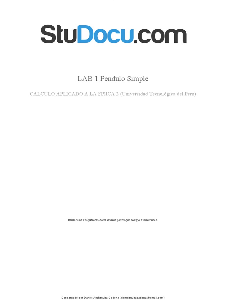 Lab 1 Pendulo Simple | PDF | Péndulo | Mecanica clasica