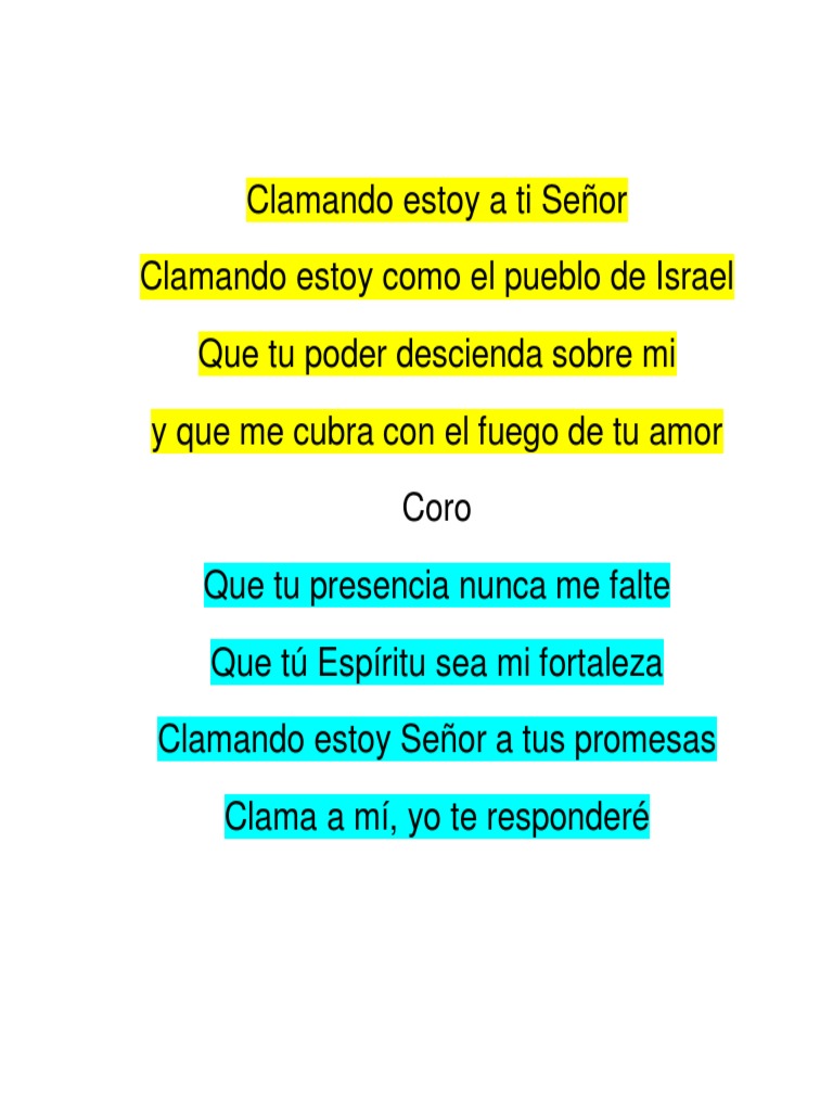 Clamando Estoy a Ti, Señor: Letra y Coro | PDF