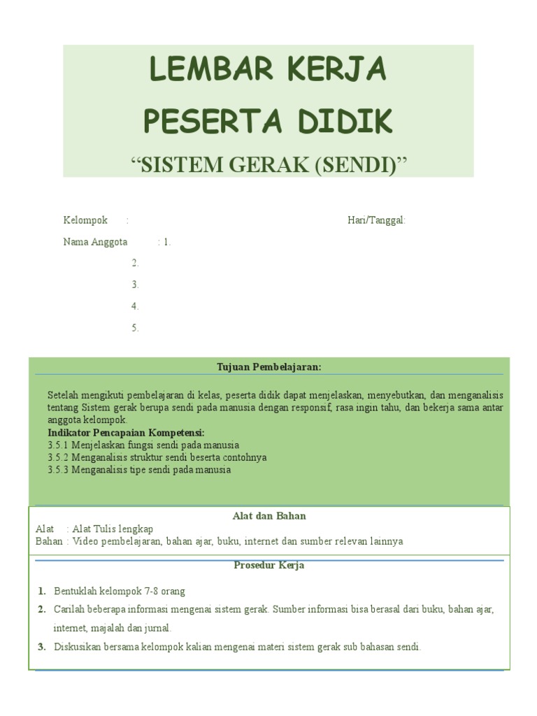 LKPD Sendi Fiks | PDF