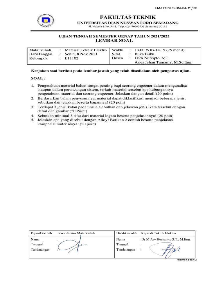Uts-Material Teknik Elektro | PDF
