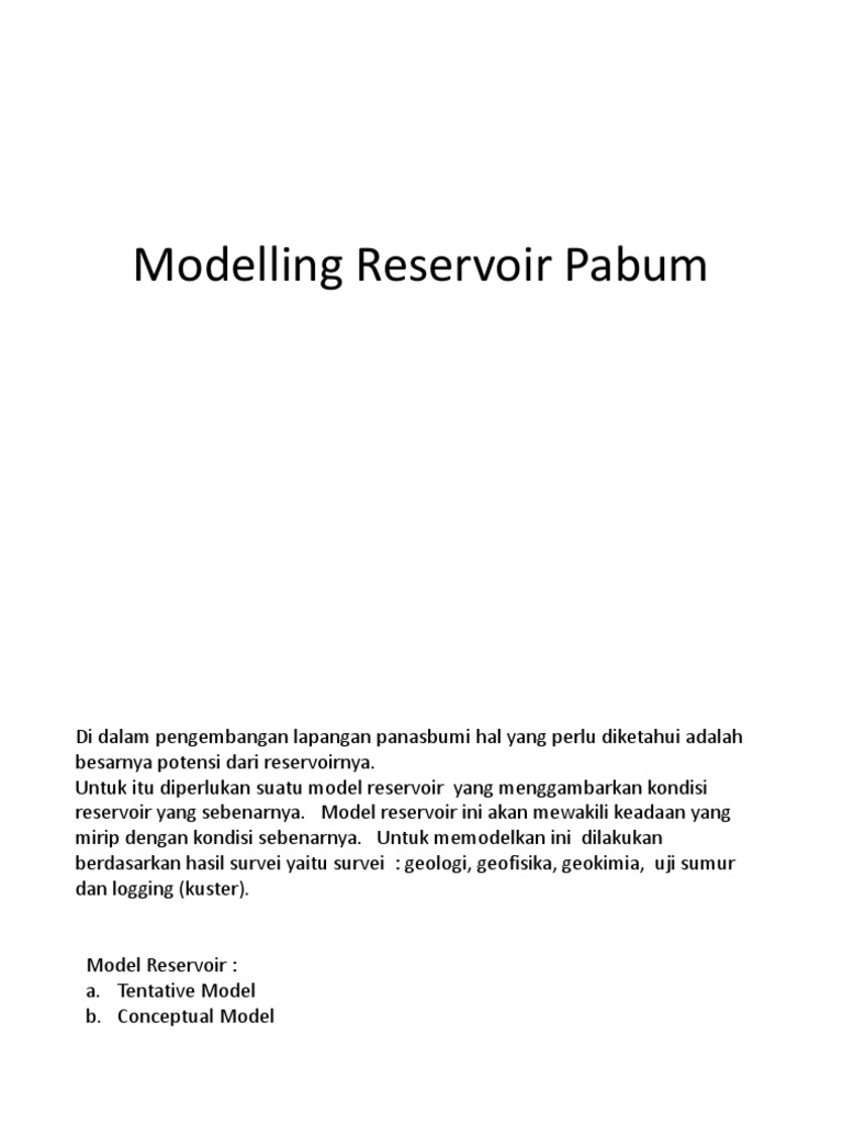 Modelling Reservoir Pabum | PDF