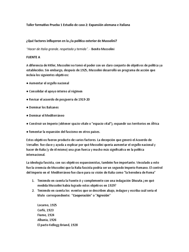 Mussolini Formativa Política Exterior | PDF | Benito Mussolini | Fascismo