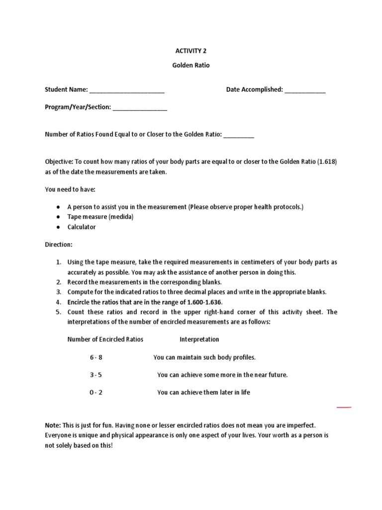Spoc Activity 2 Golden Ratio | PDF | Ratio