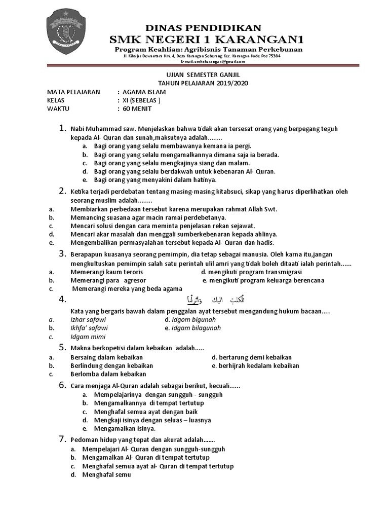 Soal Semester Xi Ganjil | PDF