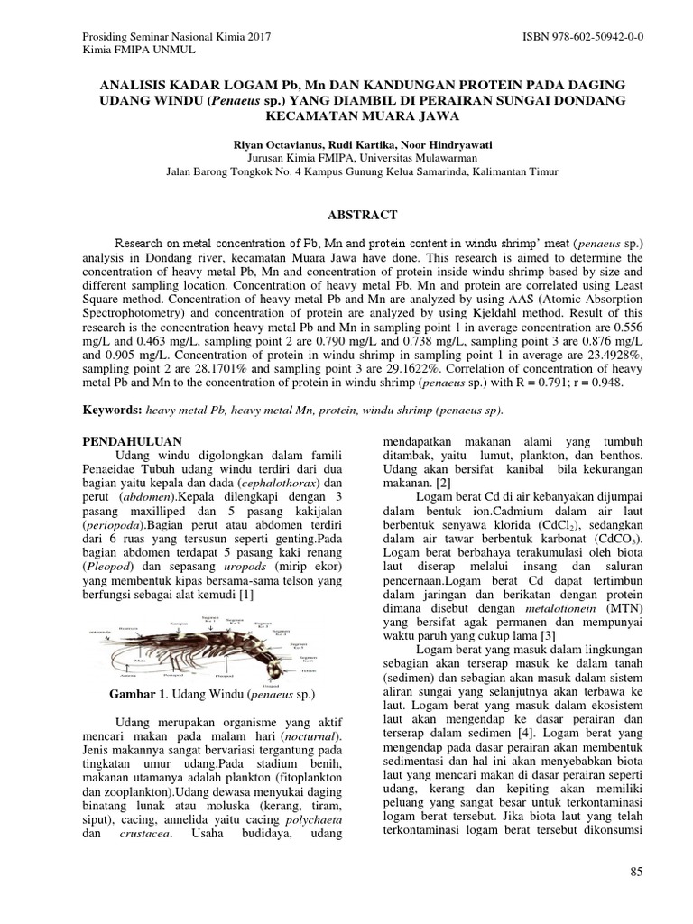 Analisis Kadar Logam PB, MN Dan Kandungan Protein Pada Daging Udang ...