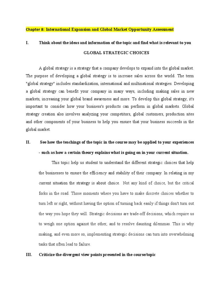 Chapter 8-10 JOURNAL ACTIVITY IBT | PDF | Entrepreneurship | Strategic Management