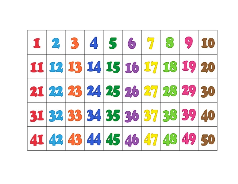 Numbers 1 50 | PDF