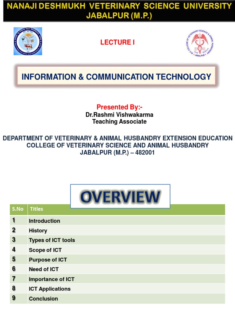 Information & Communication Technology: DR - Rashmi Vishwakarma ...