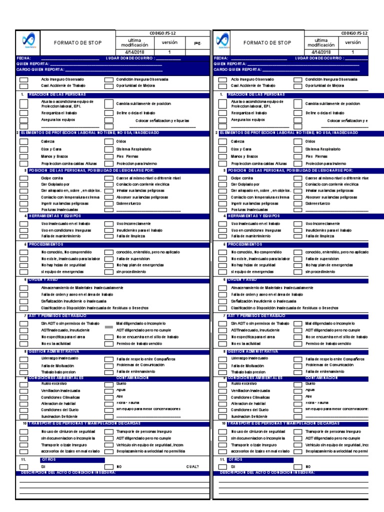 Formato de Reporte de Seguridad Laboral | PDF