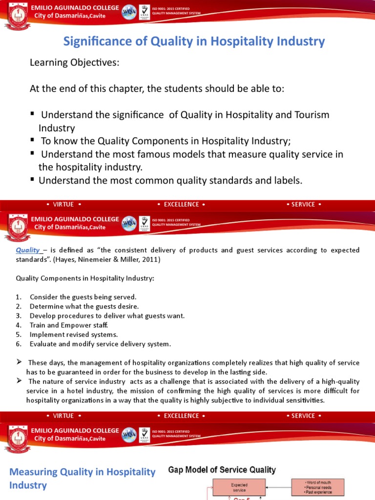 Lesson 2 Significance of Quality in Hospitality and Tourism Industry ...