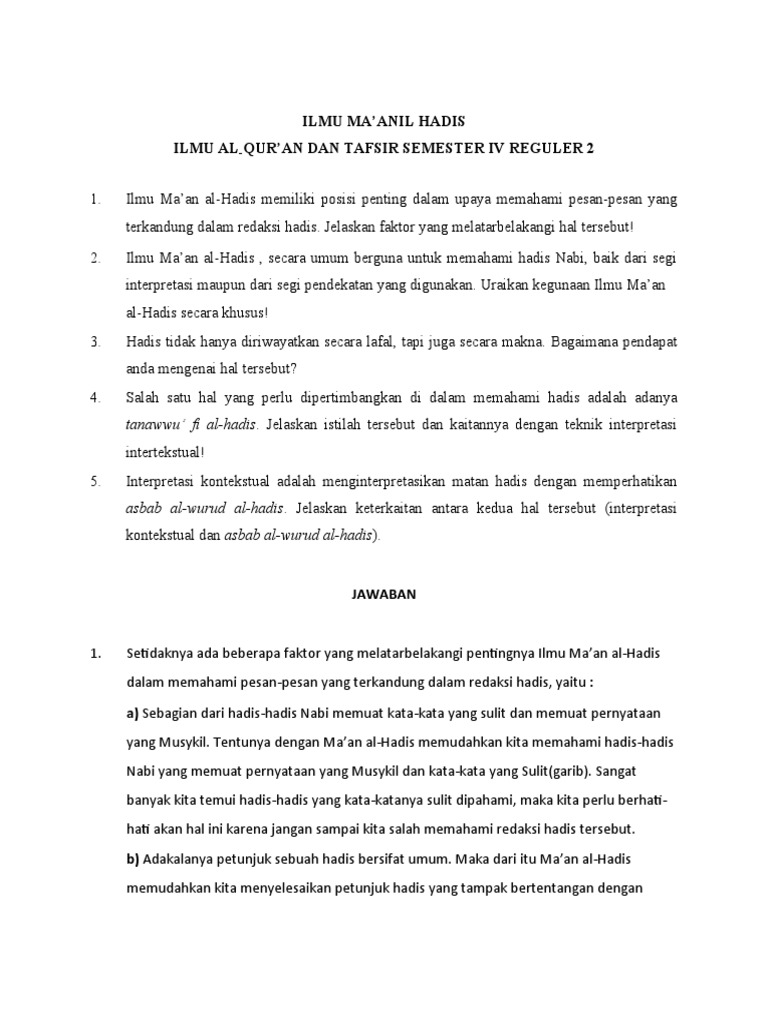 Evaluasi Ilmu Maanil Hadis | PDF | Agama & Spiritualitas
