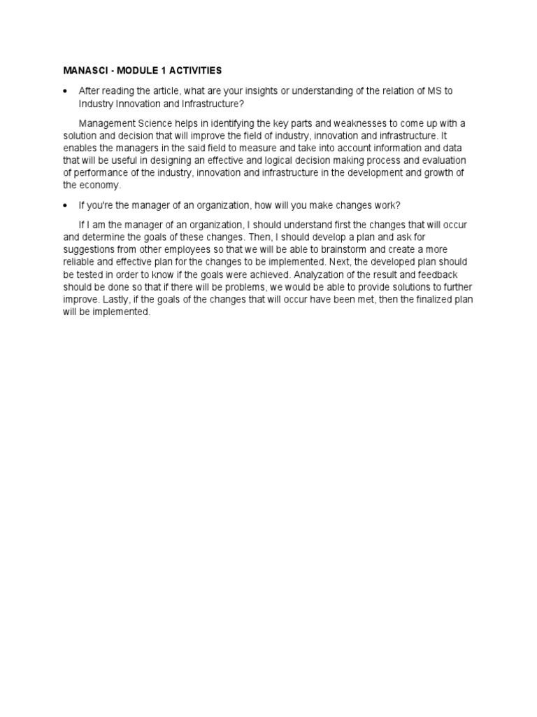 Manasci - Module 1 Activities | PDF
